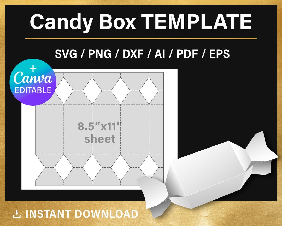 2″x3.5″ , Candy Shaped Box, Blank Template, Halloween Treat Box, DIY ...