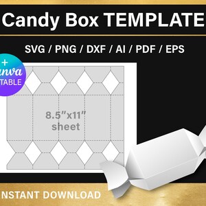 2″x3.5″ , Candy Shaped Box, Blank Template, Halloween Treat Box, DIY ...