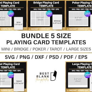 Playing Card Template, BUNDLE, 5 Sizes, BLANK Template, Svg, Dxf, Cut ...