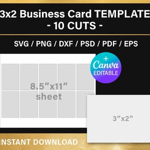 Business Card Template, 3"x2", BLANK Label Template, Svg, Png, Psd, Cut ...