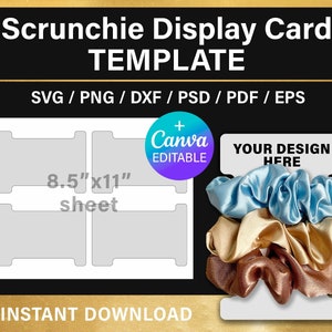 Scrunchie Display Card Template, 3.25"x5" , BLANK Template, DIY, Svg ...