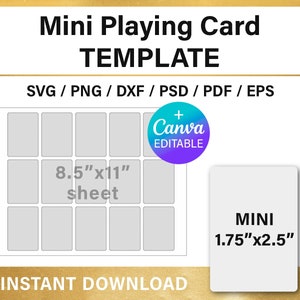 Playing Card Template, BUNDLE, 5 Sizes, BLANK Template, Svg, Dxf, Cut ...