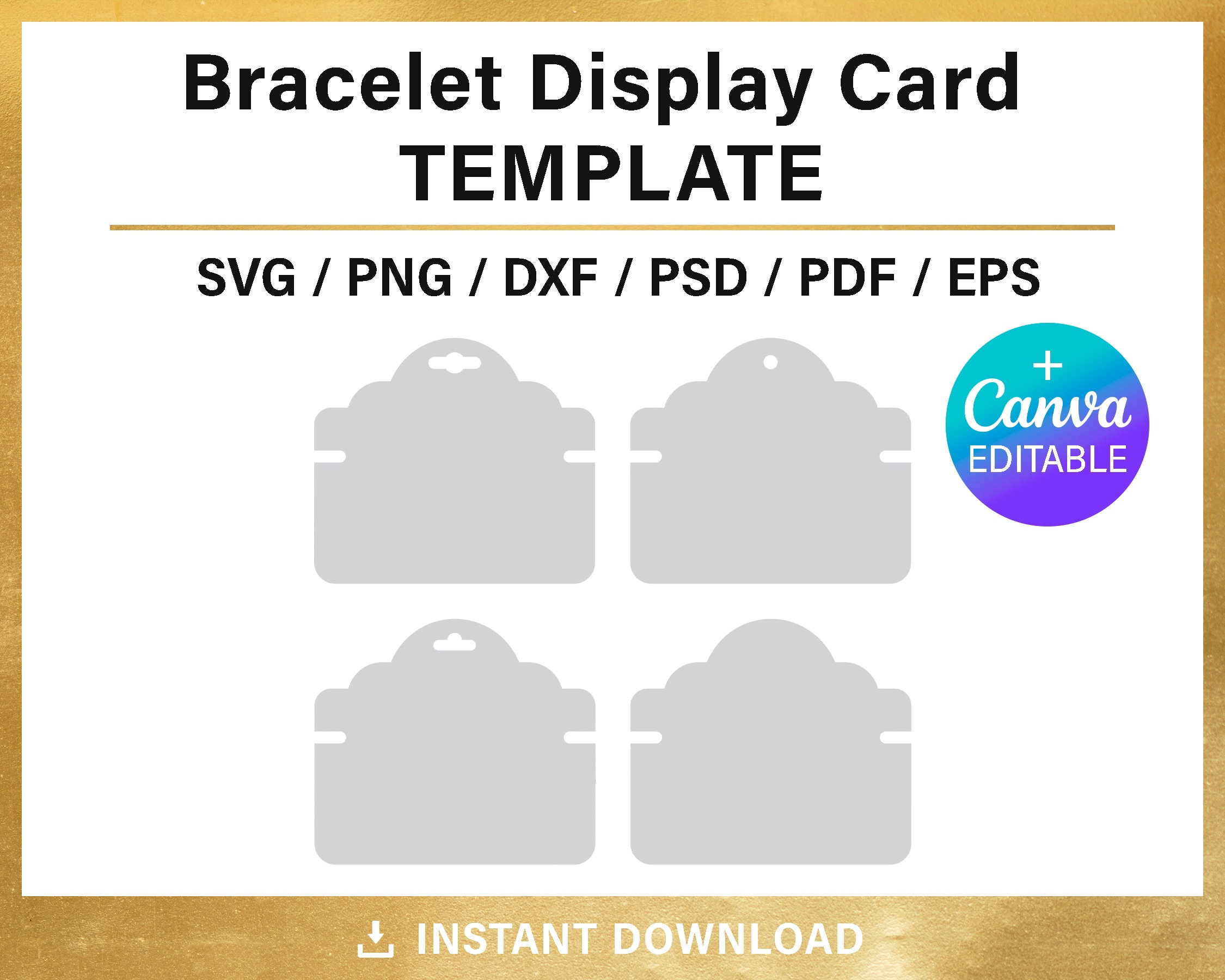 Bracelet Display Holder Card BLANK Template Bracelet Hang Tag - Etsy
