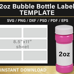 Bubble Bottle Label Template 2oz BLANK Template 5x2 Inches | Etsy