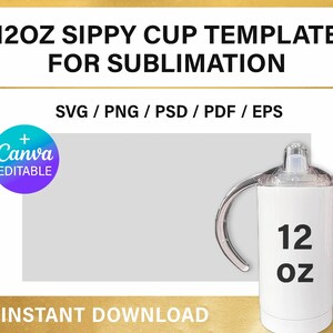 Sippy Cup Template for Sublimation, BUNDLE, 10oz, 12oz, for Photoshop ...