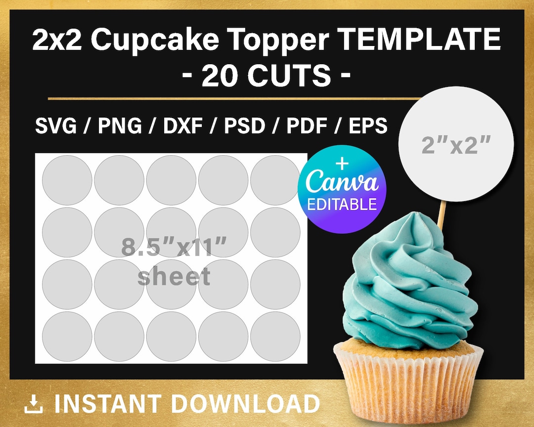 Blank Cupcake Toppers Template, 2 Inches, Circle Layered Labels, Round ...
