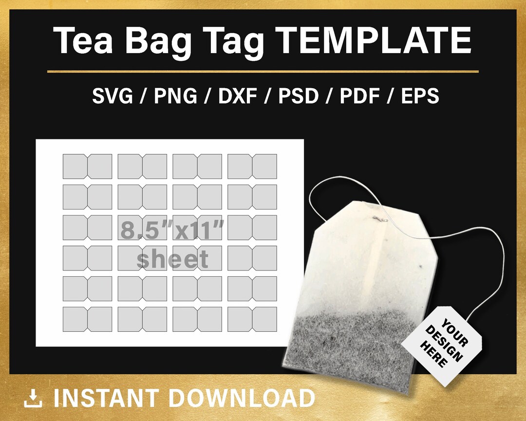 Tea Bag Tag Blank Template Tea Bag Label Template DIY - Etsy