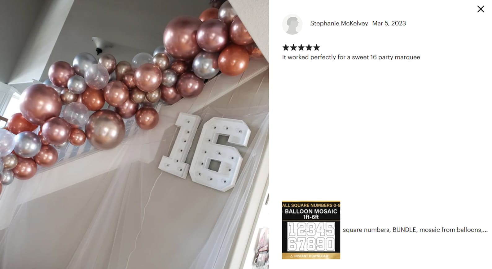 Square Numbers, BUNDLE, Mosaic From Balloons, Tall Number Template, 1ft ...