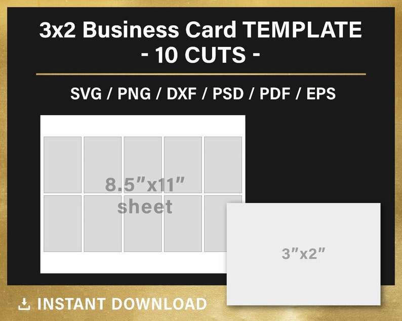 Business Card Template 3x2 BLANK Label Template | Etsy