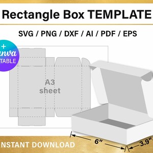 Rectangle Box Template, DIY, Shipping Box, BLANK Template, Classic Box ...