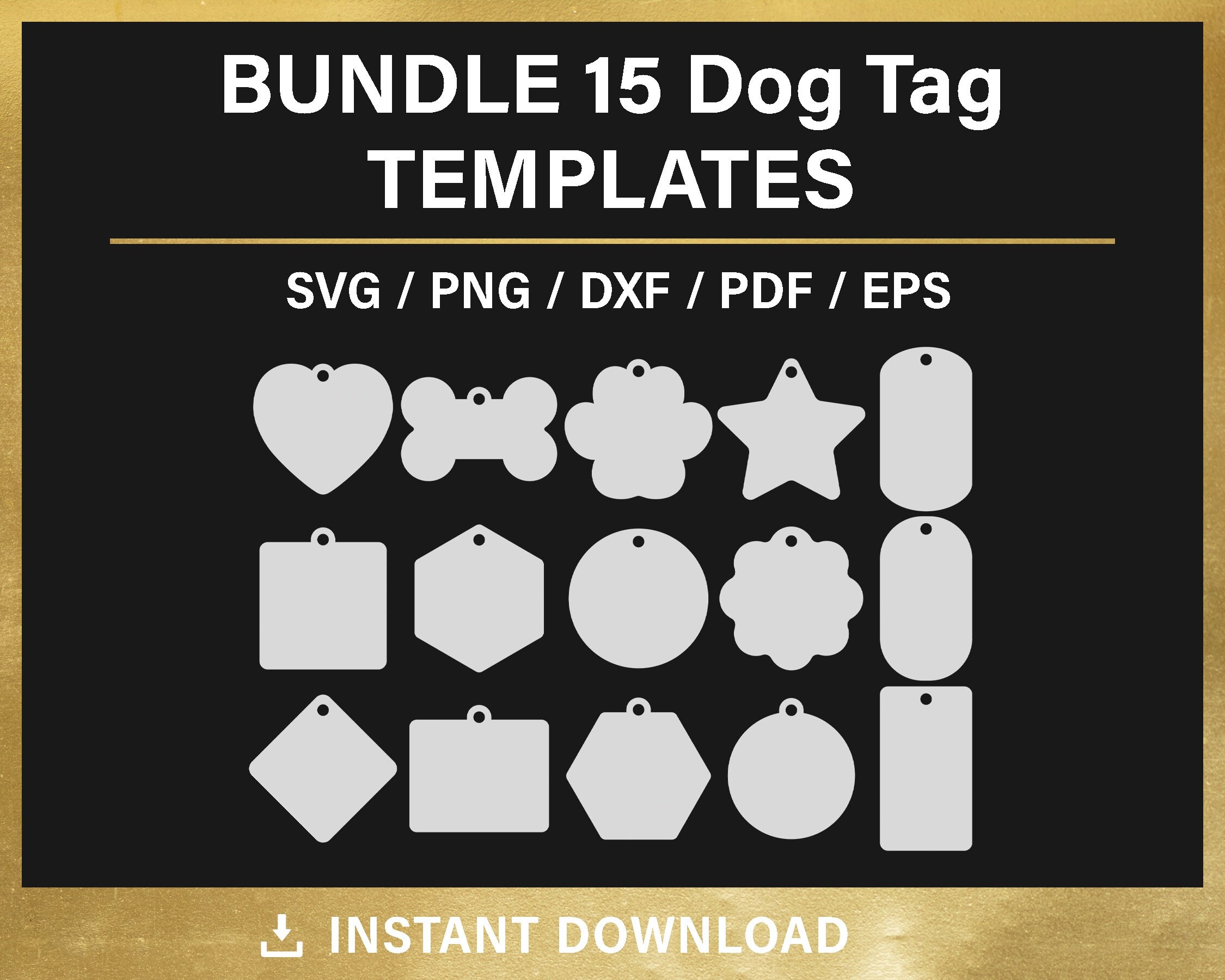 Dog Tag Template Bundle Dog Bone Tag SVG Blank Sublimation | Etsy