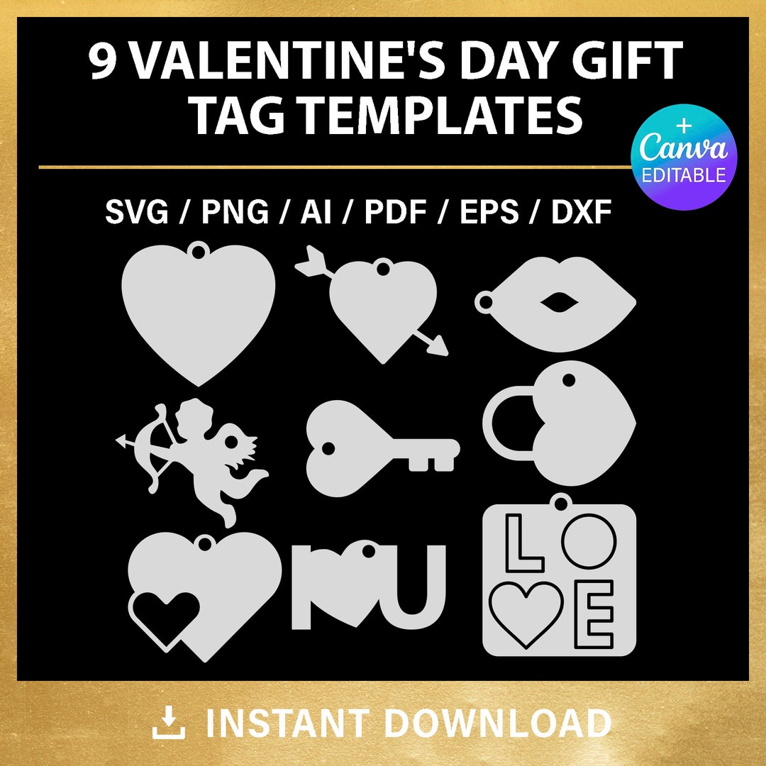 Valentines Gift Tag Template, BUNDLE, Heart Shape | Cupid Hang Tag ...