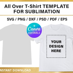 All Over Shirt Template, for Sublimation, Svg, Png, Cut Files, BLANK ...
