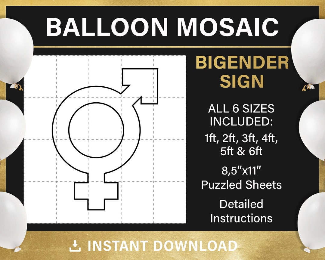 Bigender Sign Mosaic Frame Balloon Tall Gender Symbol - Etsy