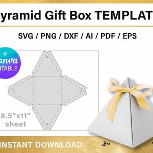 Pyramid Gift Box Template, DIY, Triangle Box, Wedding Favor Box, Png ...