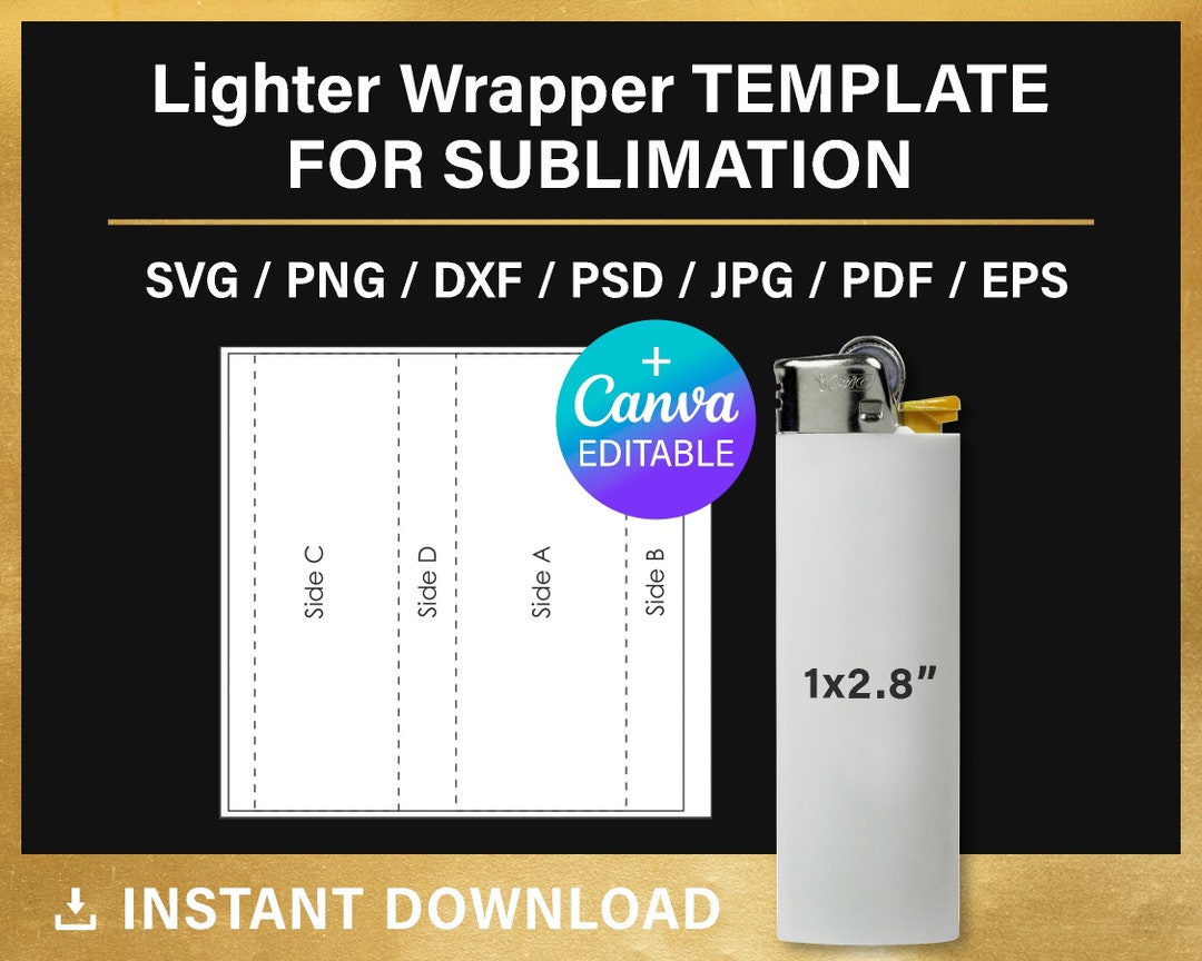 Lighter BLANK Template for Sublimation, Full Wrap, Lighter Wrapper ...
