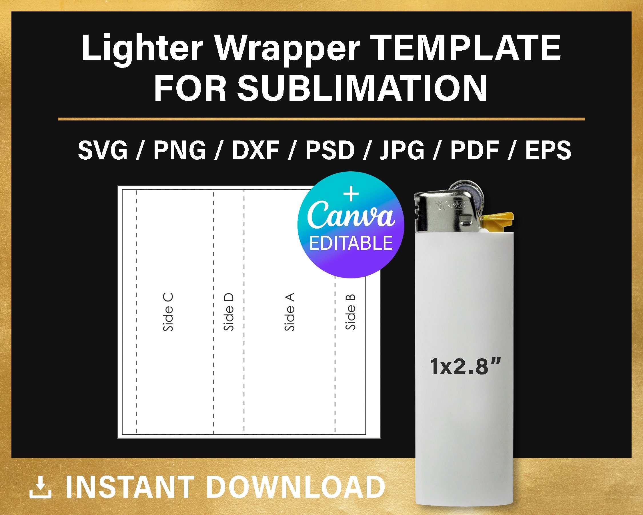 Full Wrap Lighter BLANK Template For Sublimation DIY Lighter Etsy