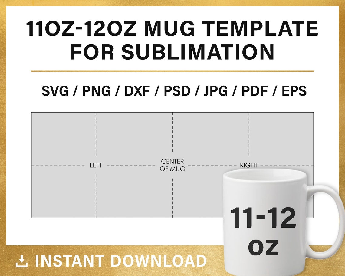 11oz & 12oz Mug Template for Sublimation for Photoshop for - Etsy