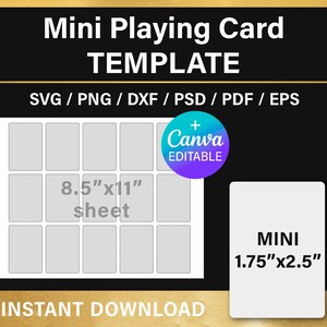 Playing Card Template, BUNDLE, 5 Sizes, BLANK Template, Svg, Dxf, Cut ...