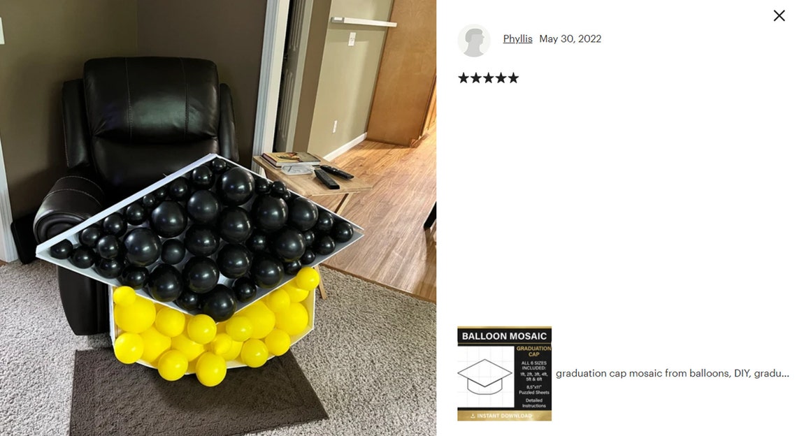 Graduation Cap Mosaic From Balloons DIY Graduation - Etsy