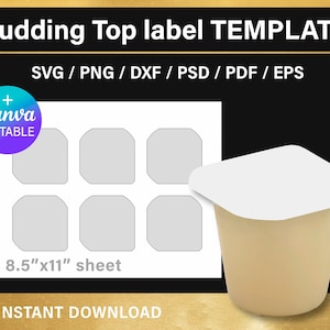 Pudding Top Label Template, DIY Party Decorations, Pudding Label, Svg ...