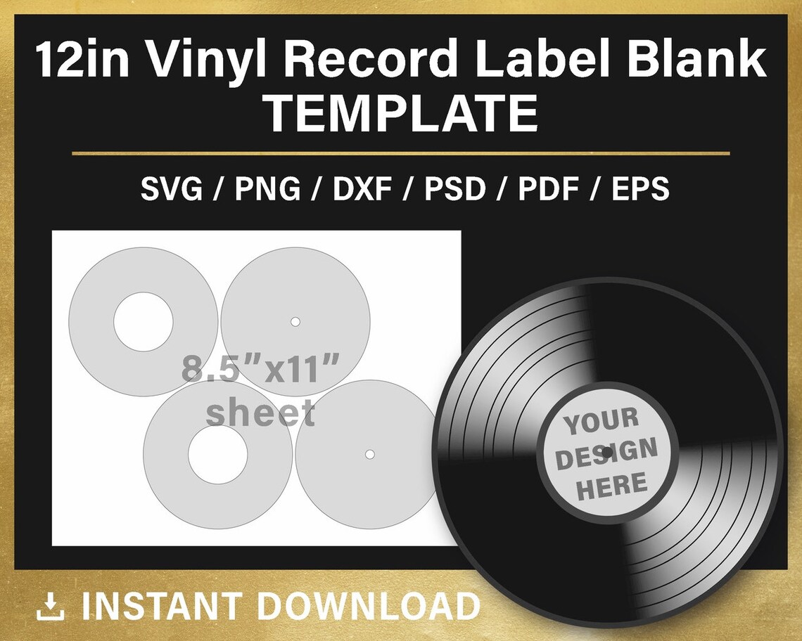 Vinyl Record Label Template BLANK Template 12 Inches | Etsy