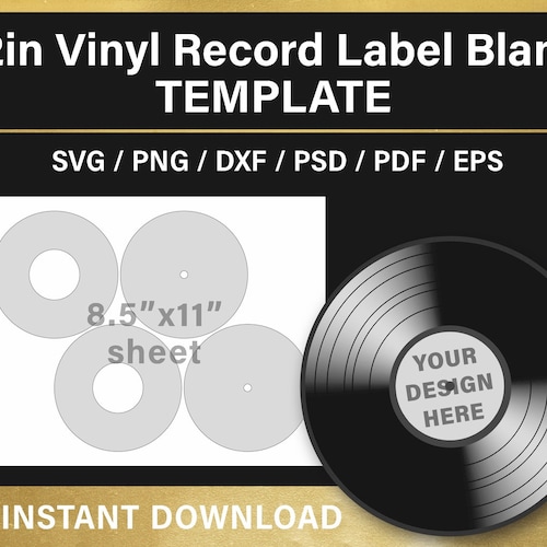 Vinyl Record Label Template BLANK Template 12 Inches - Etsy