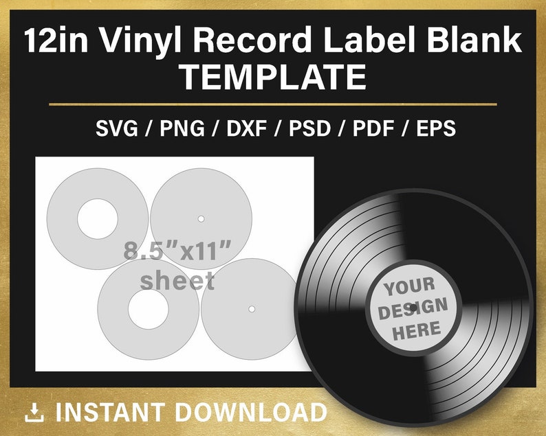 Vinyl Record Label Template BLANK Template 12 Inches - Etsy