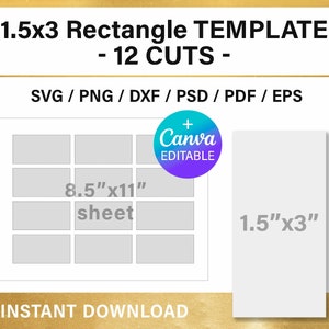 1.5x3 Inches Rectangle, BLANK Template, Sticker Template, Multipurpose ...