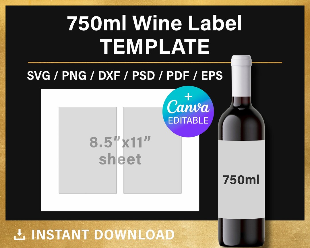 Large Wine Bottle Label BLANK Template, 4"w X 6"h, 750 Ml, Canva ...