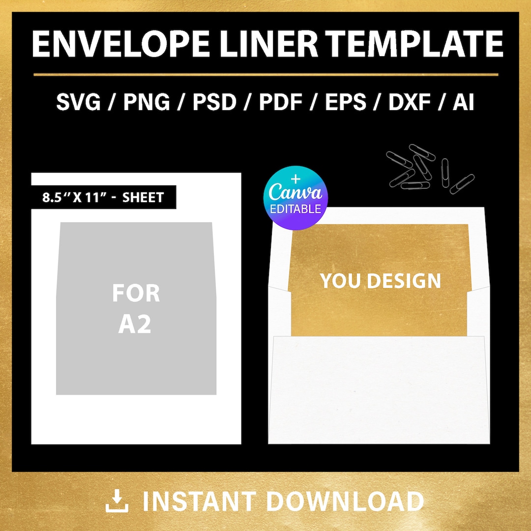A2 Square Envelope Liner Blank Template, Svg, Dxf, Png, Cut File ...