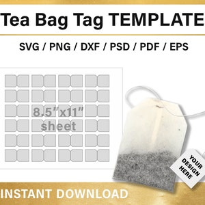 Tea Bag Tag Blank Template Tea Bag Label Template DIY - Etsy