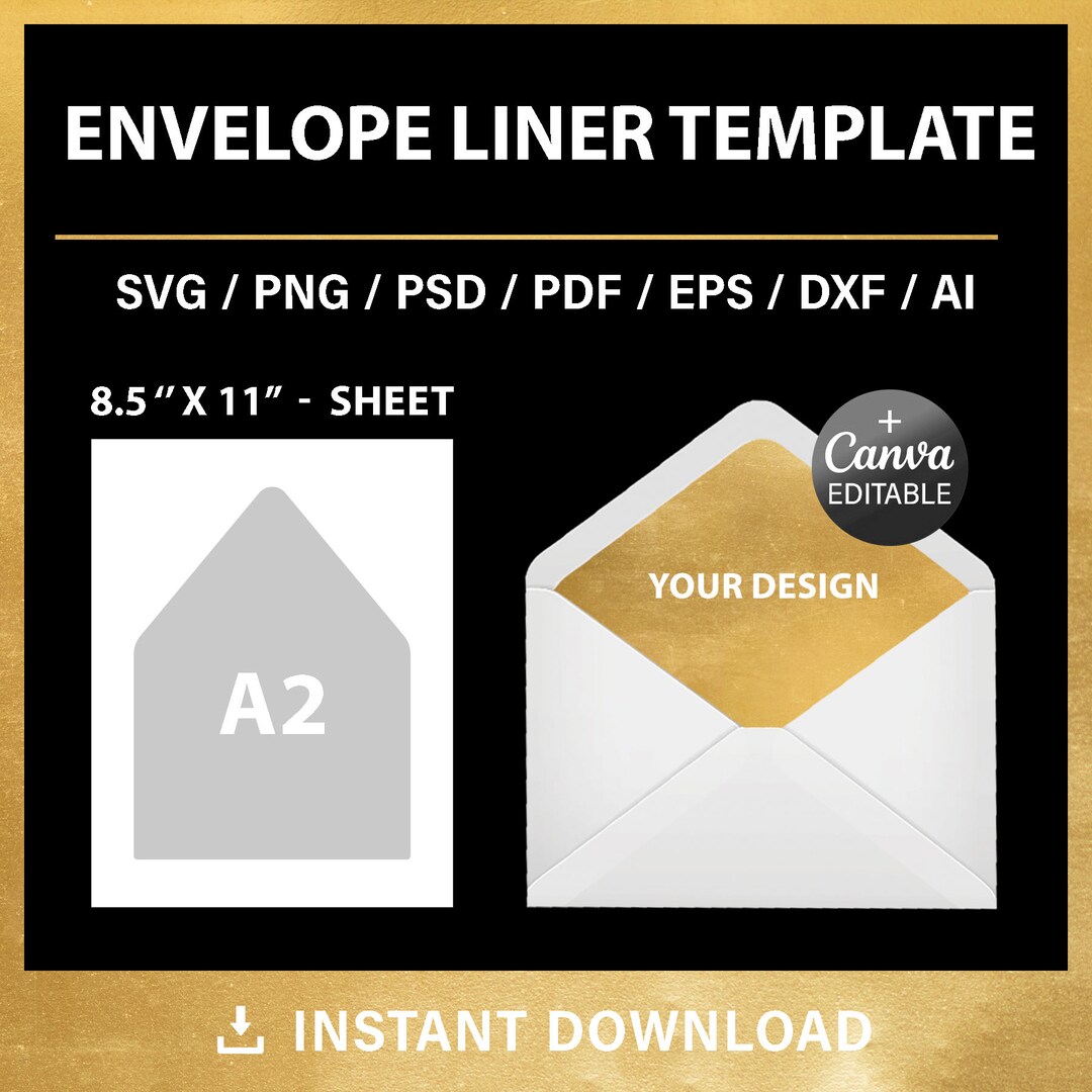 A2 Square Envelope Liner Blank Template, A2 Size, Svg, Dxf, Png, Cut ...