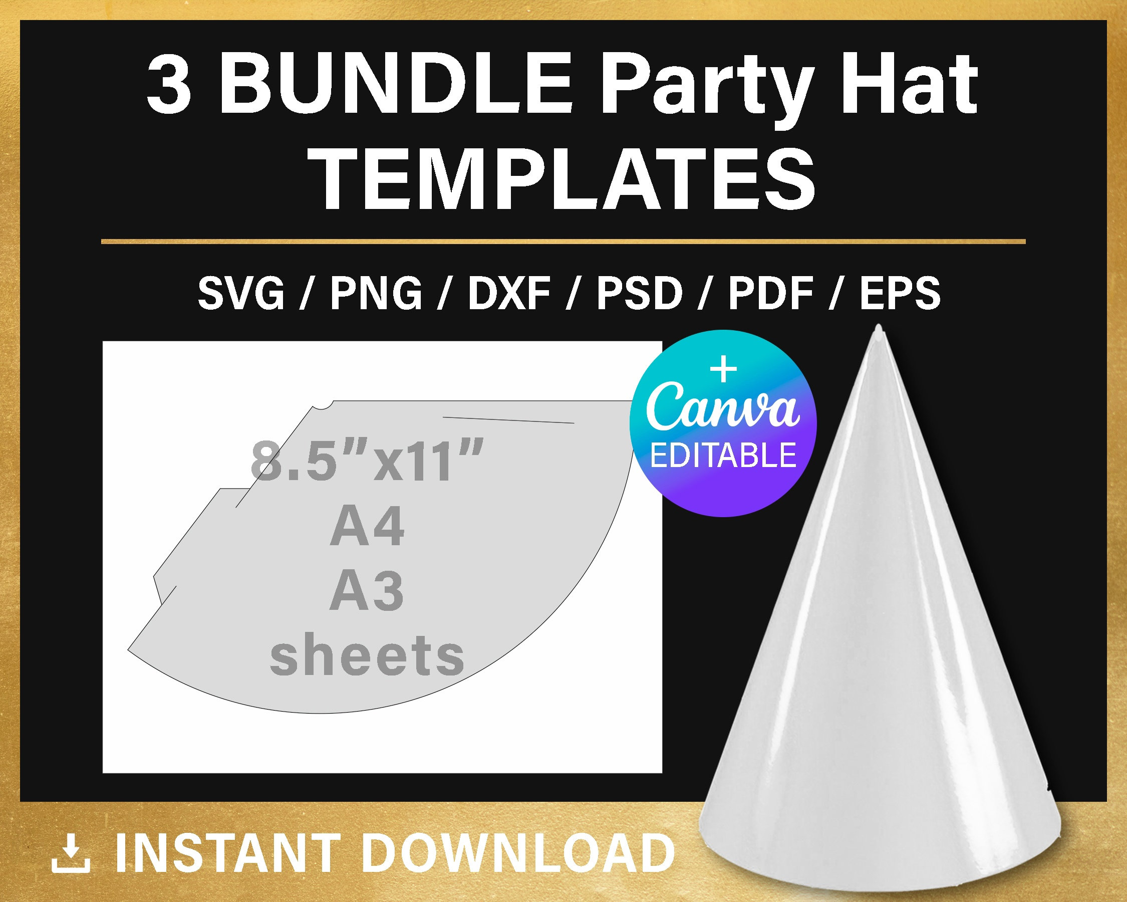 Party Hat Blank Template, BUNDLE, DIY, Party Decorations, Set, for ...