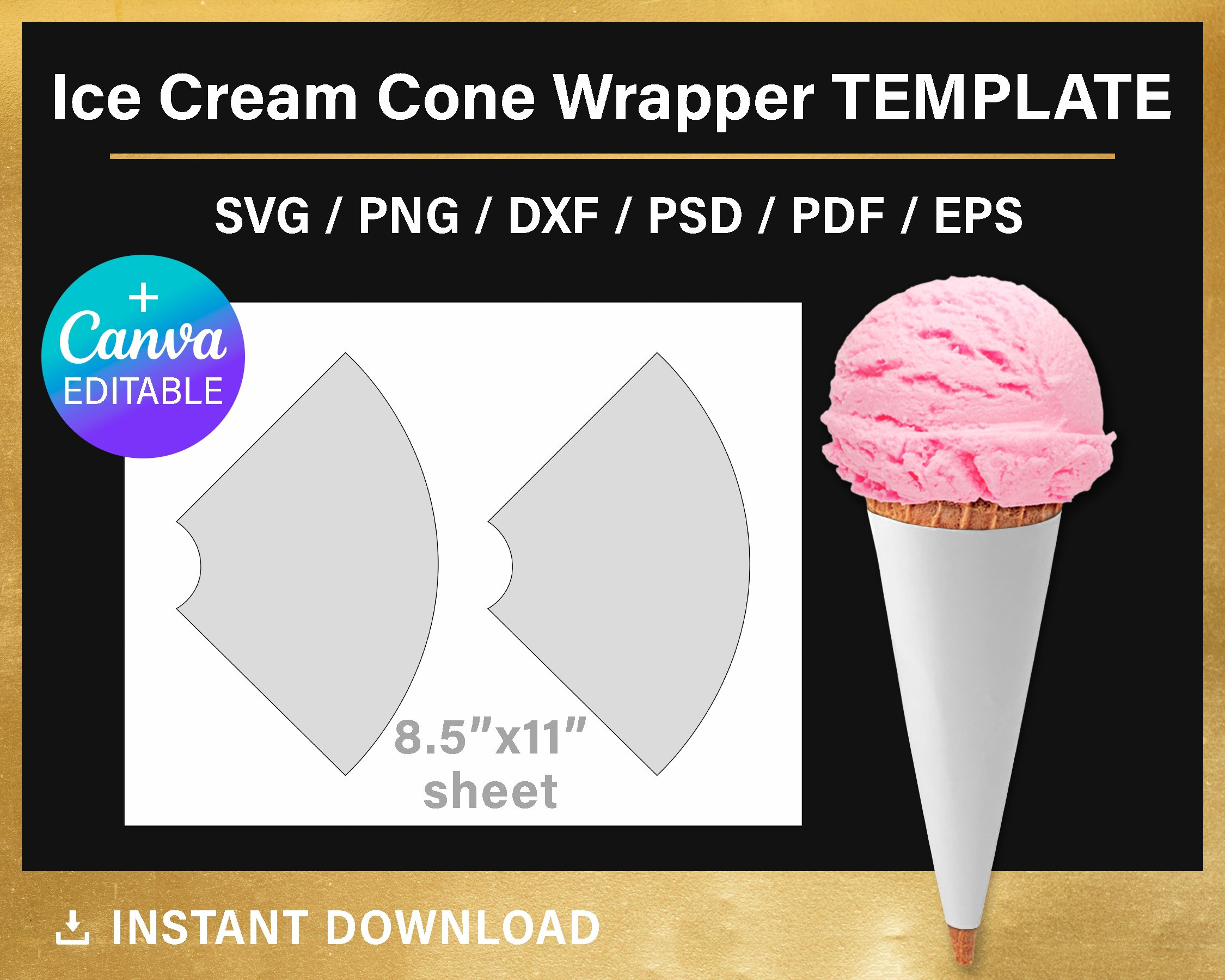 Ice Cream Cone Wrapper Template