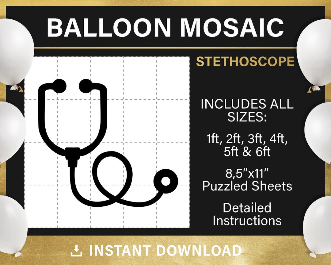 Stethoscope Mosaic Frame Balloons, DIY, Medicine Decorations, Cut and ...