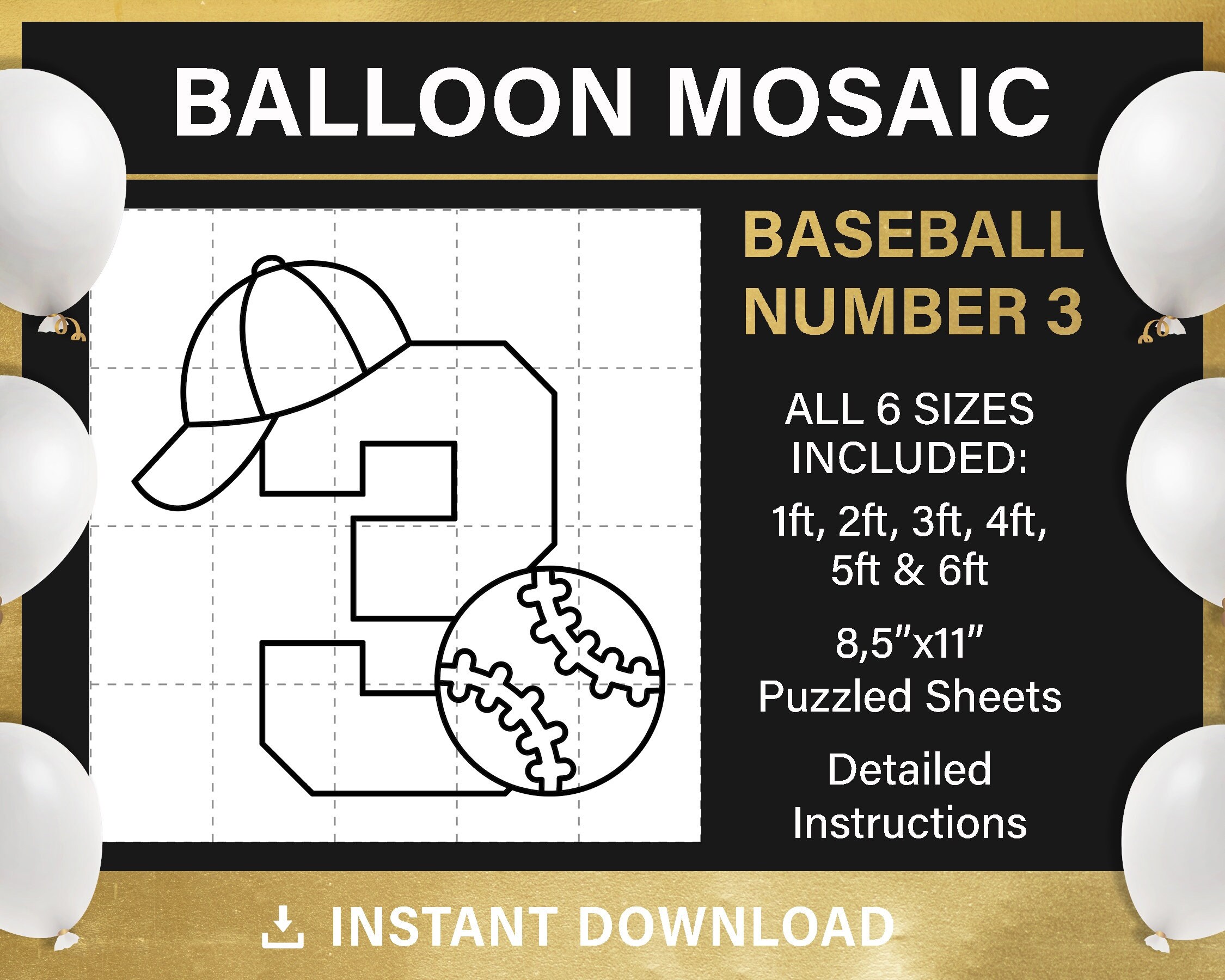 Baseball Font, All Numbers, BUNDLE, Baseball Birthday Balloon Decor ...