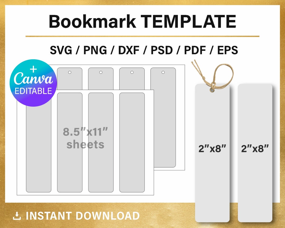 2x8 Inches Bookmark Blank Template for Sublimation, DIY, Crafts ...