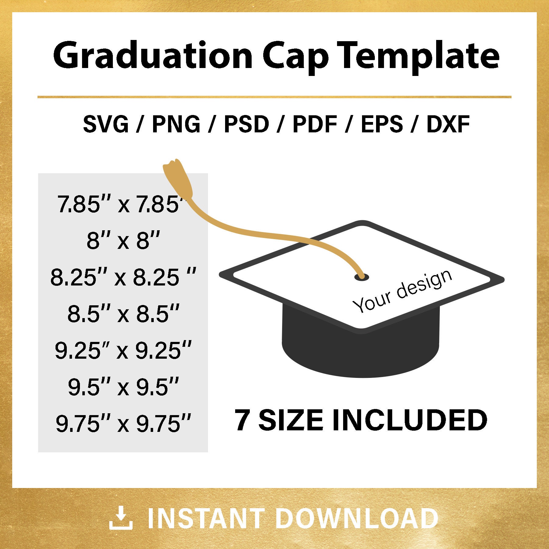 Graduation Cap BLANK Template for Sublimation, BUNDLE, Grad Cap Topper ...