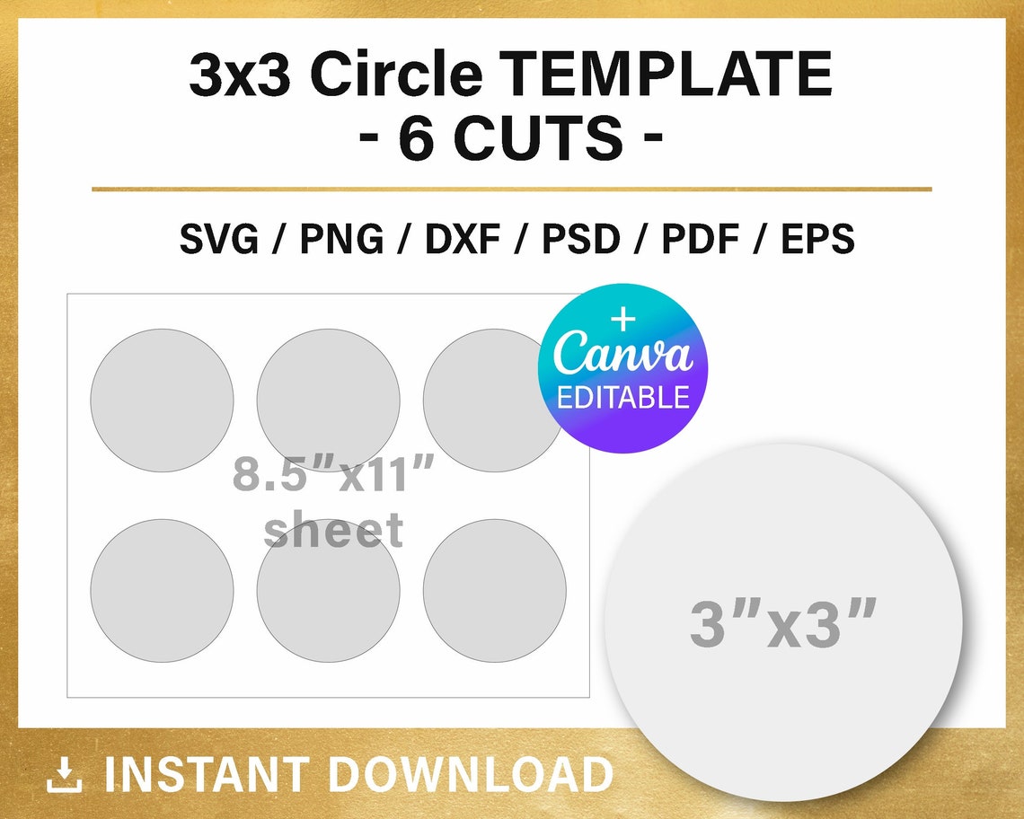 3 Inches Circle BLANK Template, Round Sticker Template, 3" Multipurpose ...
