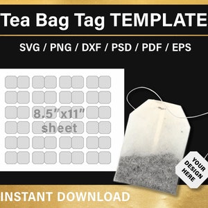 Tea Bag Tag Blank Template Tea Bag Label Template DIY - Etsy