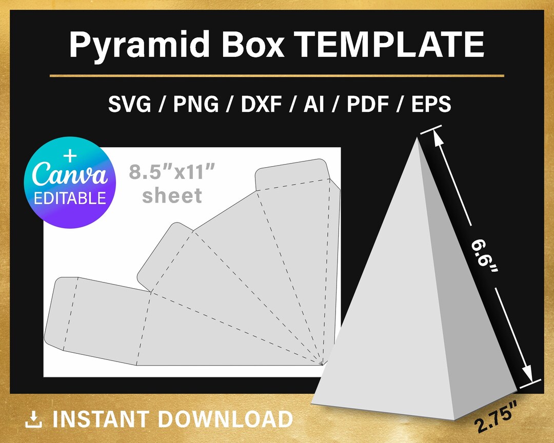 6.6 X 2.75 Inches, Pyramid Gift Box Template, Cone Favor | Candy Box ...