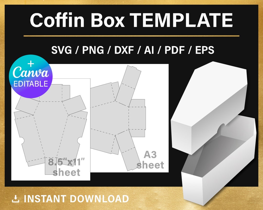 Coffin Box Blank Template, DIY Treat Box, for Halloween Party Decor ...