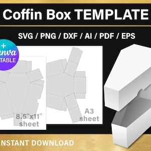 Coffin Box Blank Template, DIY Treat Box, for Halloween Party Decor ...