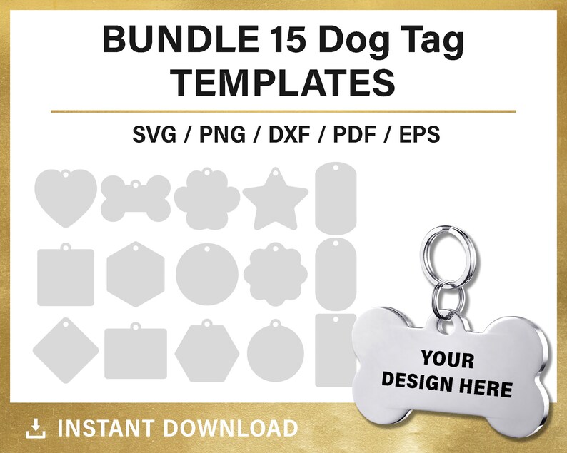 Bundle Dog Tag Template Pet ID Tag Cricut Silhouette - Etsy