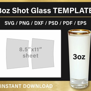 3oz Shot Glass BLANK Template for Sublimation Wrapper Svg - Etsy
