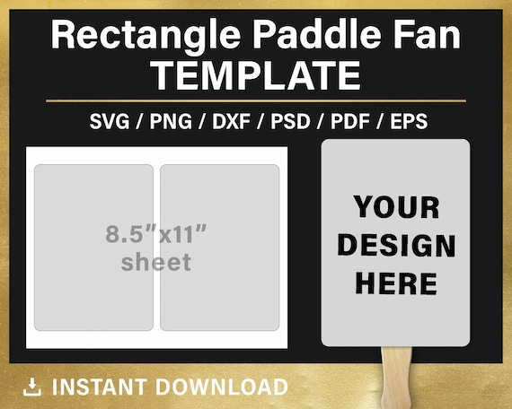 Rectangle Paddle Fan Template Blank Template Editable - Etsy