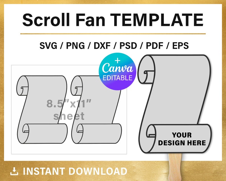 Scroll Fan BLANK Template, DIY Graduation Diploma Scroll Paddle Fan ...