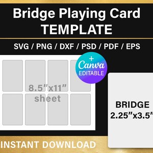 Bridge Card BLANK Template, Playing Card Template, 2.25 X 3.5 Inches ...