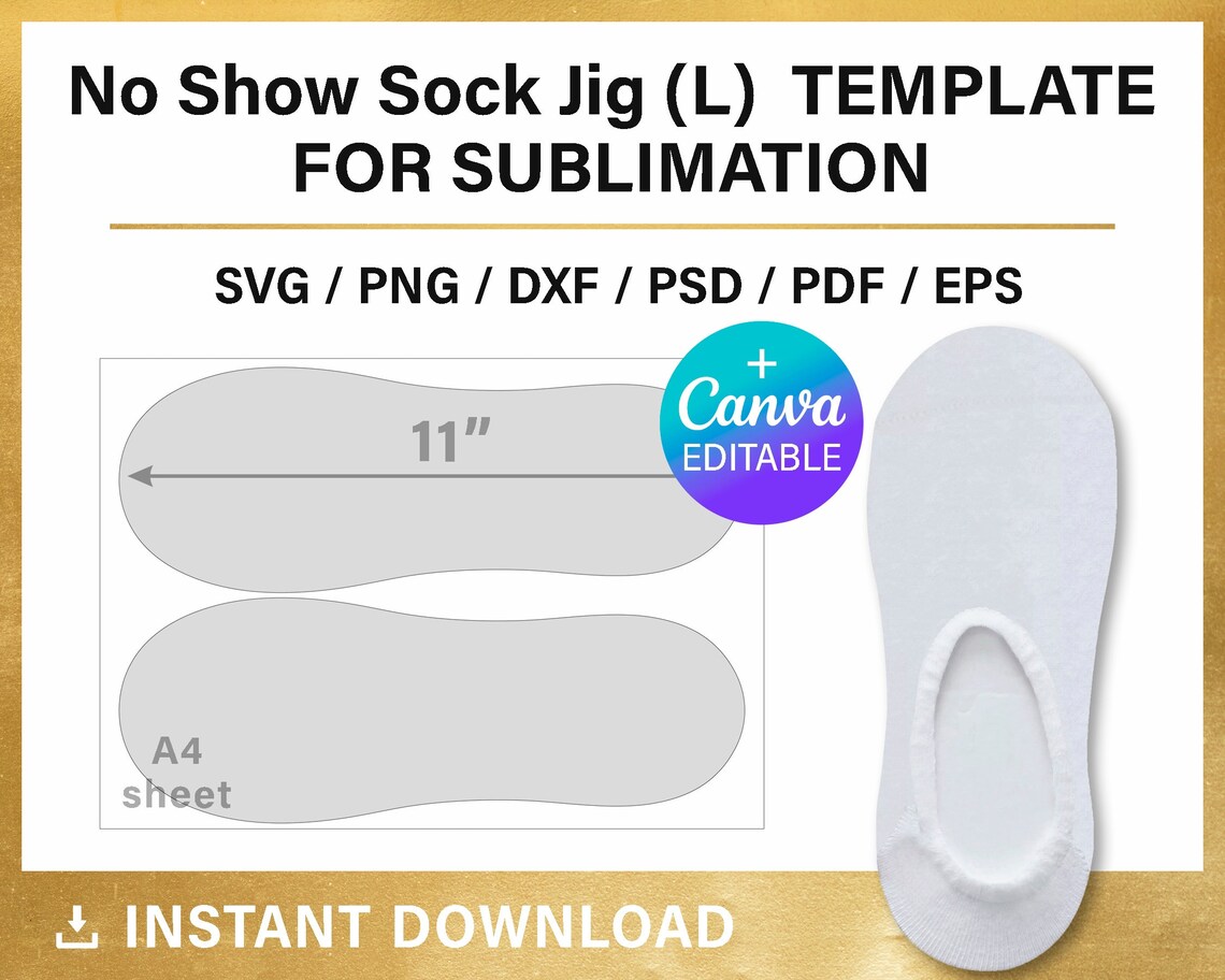 No Show Sock Jig Template 11 Inches for Sublimation L Size - Etsy
